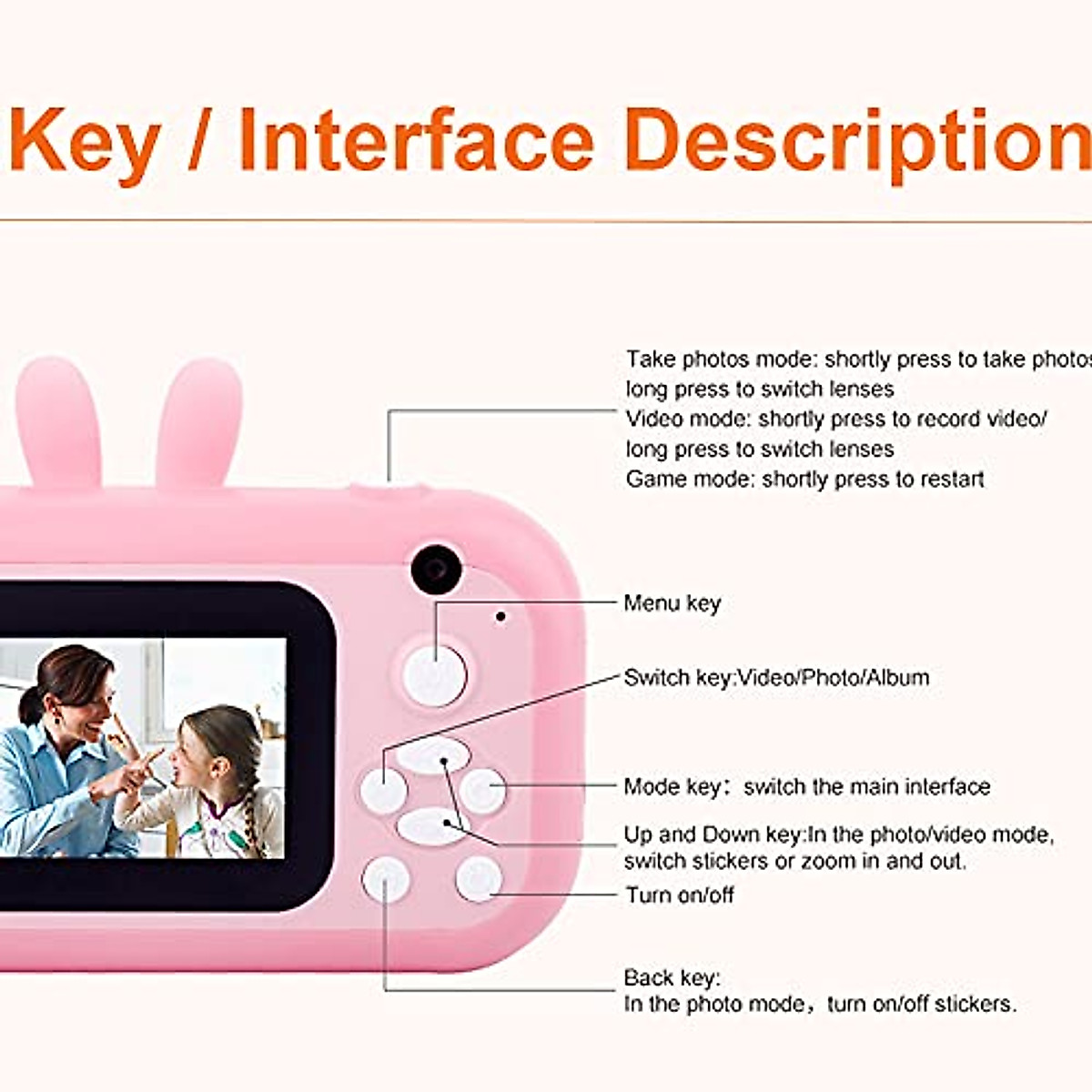 Zeerkeer Instant Print Camera for Kids 1080P HD Children Selfie Video Digital Camera with 2.4'' IPS Screen and 32GB TF Card for 3-12 Years Boys Girls Gift (Pink)