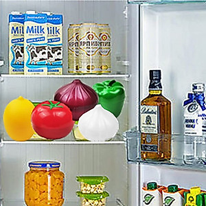 OUKEYI 2 Pieces Fruit and Vegetable Reusable Refrigerator Box Storage Bowls for，Green pepper/onion/Tomato/Lemon/garlic Shaped Containers with Lids ，Refrigerator Vegetable Crisper (lemons)