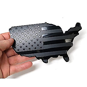 MULL USA Map Flag Metal Trailer Hitch Cover Heavy Duty for Trucks Cars SUV (Fits 2" Receiver, Black Map Flag)