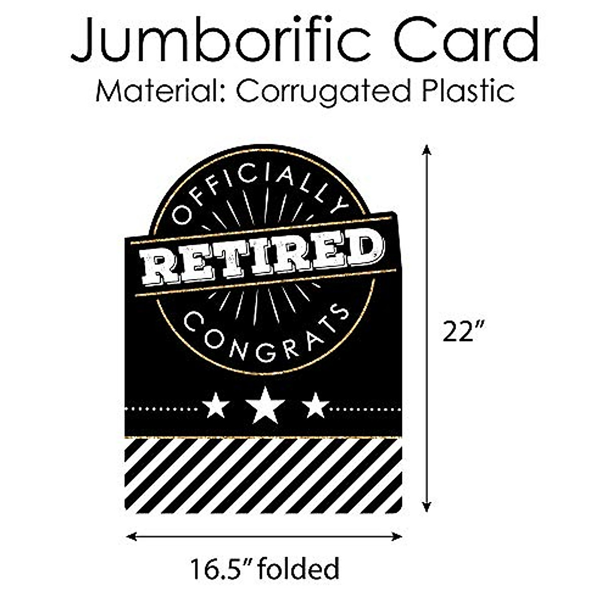 Big Dot of Happiness Happy Retirement - Congratulations Giant Greeting Card - Big Shaped Jumborific Card - 16.5 x 22 inches