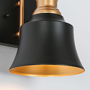 classy leaves Black Wall Sconces, Modern Farmhouse Sconce Wall Lighting Metal Shade Wall Mount Sconce Light Fixtures for Bedroom Mirror Living Room Matte Black and Dark Gold Finish