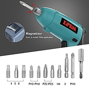 Small 4V Electric Screwdriver,Kiprim ES3 Cordless Screwdriver Tool with Rechargeable Battery,LED Front Light & Power Display Light for Home DIY Blue