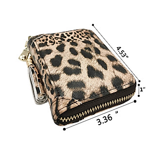YUHAN PRETTY Womens Credit Card Holder Wallet RFID Leather Small ID Card Case (20 Card Slots - Leopard)