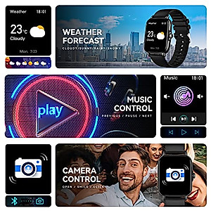 EIGIIS Smart Watch for Men 1.7" HD Waterproof Smartwatch Compatible with iPhone Samsung Android Phones Sports Fitness Tracker Watch with Heart Rate Sleep Monitor Pedometer