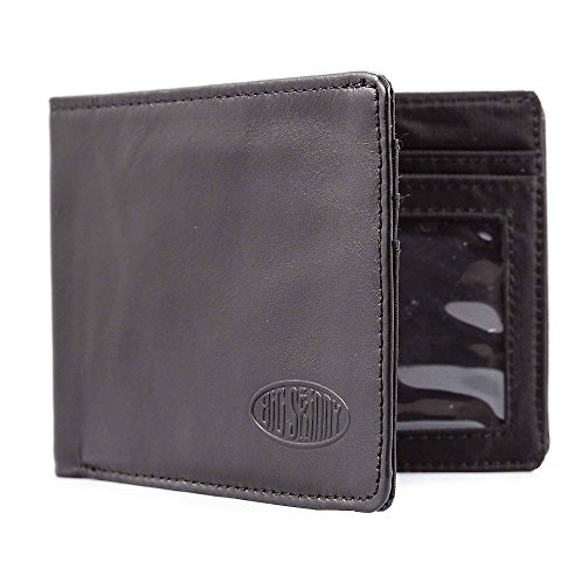 Big Skinny Men's Slimline Leather Bi-Fold Slim Wallet, Holds Up to 25 Cards, One Size, Black