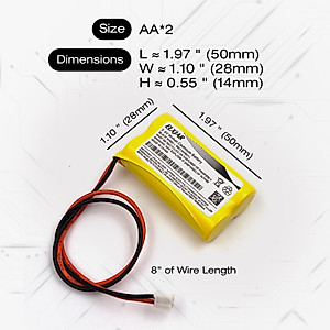 elxjar (2-Pack) 2.4V 600mAh BP2-A Dual-LITE Ni-CD Battery Pack Replacement for Exit Sign Emergency Light, CSXWREB3 HUBBEL Battery, BP2A BP2-0A 0BP2-0A