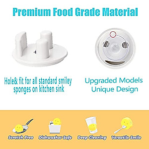 BIHAIT Sponge Holder, Sponge Caddy Suction Sponge Holder, Sponge Organizer for Kitchen,Bathroom Sink, Self Draining, Dishwasher Safe for Holding Smiley Sponges(No Sponges Included), White(2-Pack)