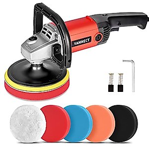 Buffer Polisher, 1200W 7-inch Polisher for Car Detaling, Car Polisher with 6 Variable Speed, 5 Foam Pads, Detachable Handle and Safety Lock Buffer, Car Buffer Ideal for Car Sanding, Polishing, Waxing…