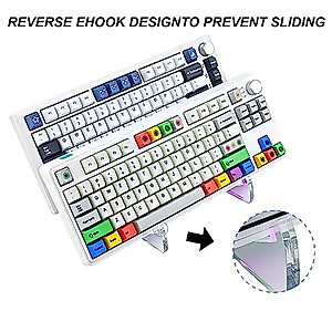 GEKUCAP Keyboard Display Stand, 2 Tier Colorful Mechanical Keyboard Holders, Thicker Rainbow Stand for Two Keyboards, Acrylic Keyboards Storage Holder Tray for Computer Tablet Picture Frame