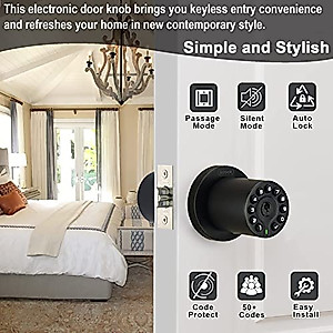 iulock Code Door Lock, Electronic Door Knob with Keypad and Key, Auto Lock, Waterproof, Passage Function, Long Battery Life,50 Codes, Easy to use and Install for Office/Warehouse/Bedroom/Garage