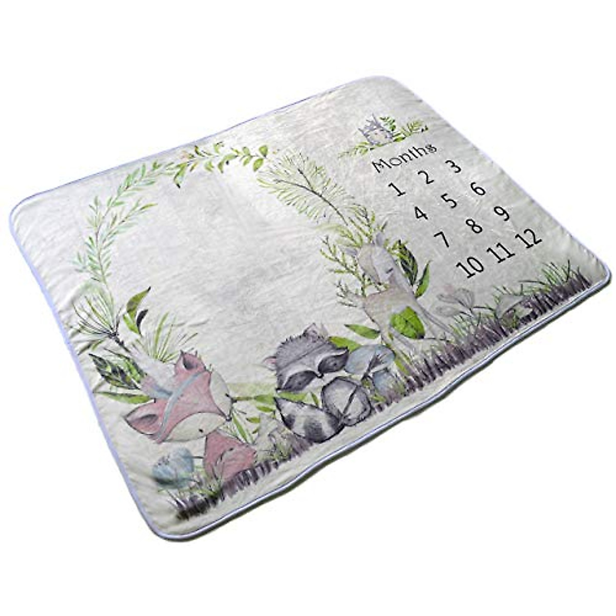 Woodland Friends Double Sided Baby Milestone Monthly Blanket, Forest Photo Prop Boy & Girl, Large Soft 310 GSM Fleece Blanket for Animal Nursery and Baby Registry/Shower