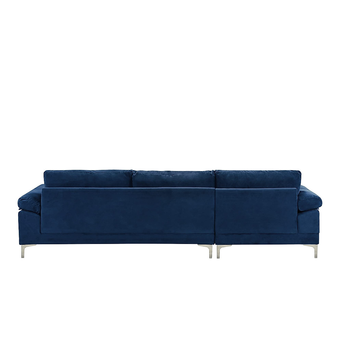 Casa Andrea Milano Modern Large Velvet L-Shape Sectional Sofa, with Extra Wide Chaise Lounge Couch
