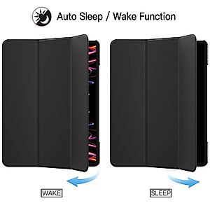 JETech Case for iPad Pro 12.9-Inch (6th/5th Generation, 2022/2021 Model), Slim Stand Hard Back Shell Smart Cover with Auto Wake/Sleep (Black)