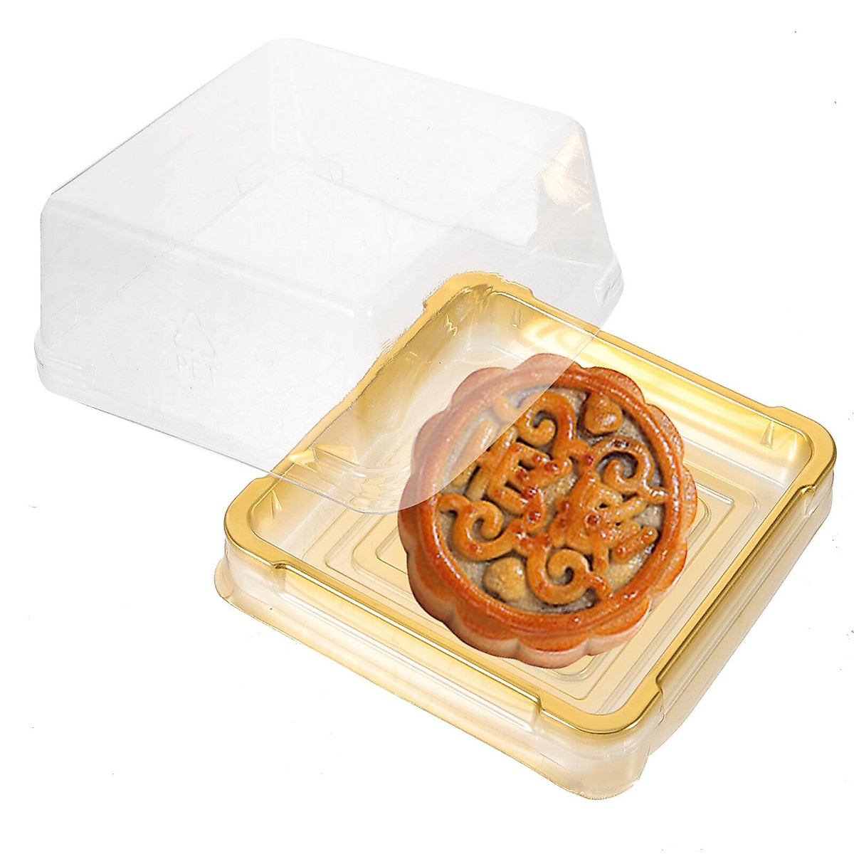 Healvian 50pcs Boxes Muffins Moon Cake Containers Dessert Containers with Lids Mousse Container Cake Carrier Cake Container with Lids Mini Cupcake Container Plastic Display Stand Household