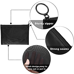6 Pieces Mesh Makeup Bags Mesh Cosmetic Bag Portable Travel Organizing Zipper Pouch Toiletries Makeup Pouches for Home Office Travel Accessories (Black)