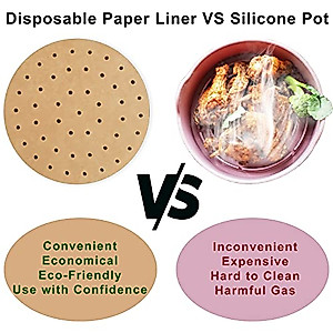 Numola Air Fryer Parchment Paper Liners, 200 Pcs Air Fryer Disposable Paper Liner for 2-3 QT Air Fryer, 7Inch Safe Air Fryer Paper, Non-stick Steamer Liner for Microwave, Oven, Bamboos Steaming Basket