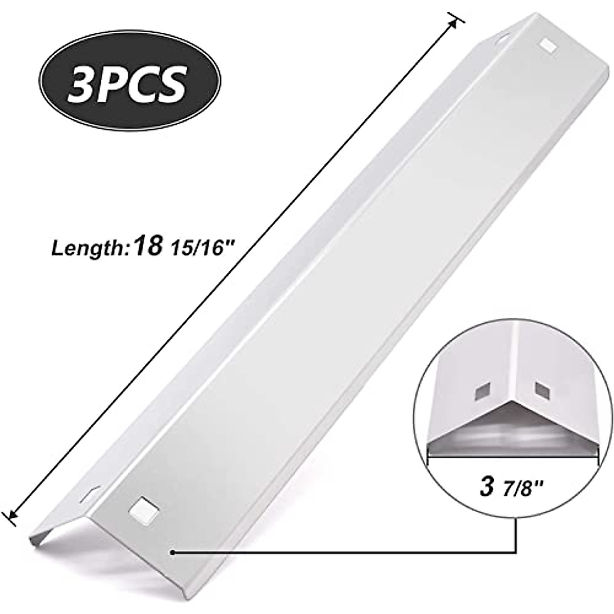 Adviace Heat Plates Replacement Parts for Char Griller 5050 5650 3001 E3001 3072 5072 3070 Grills, 3-Pack Stainless Steel Flame Shields for Chargriller 5050 5650 Char Griller 100001 Replacement Part