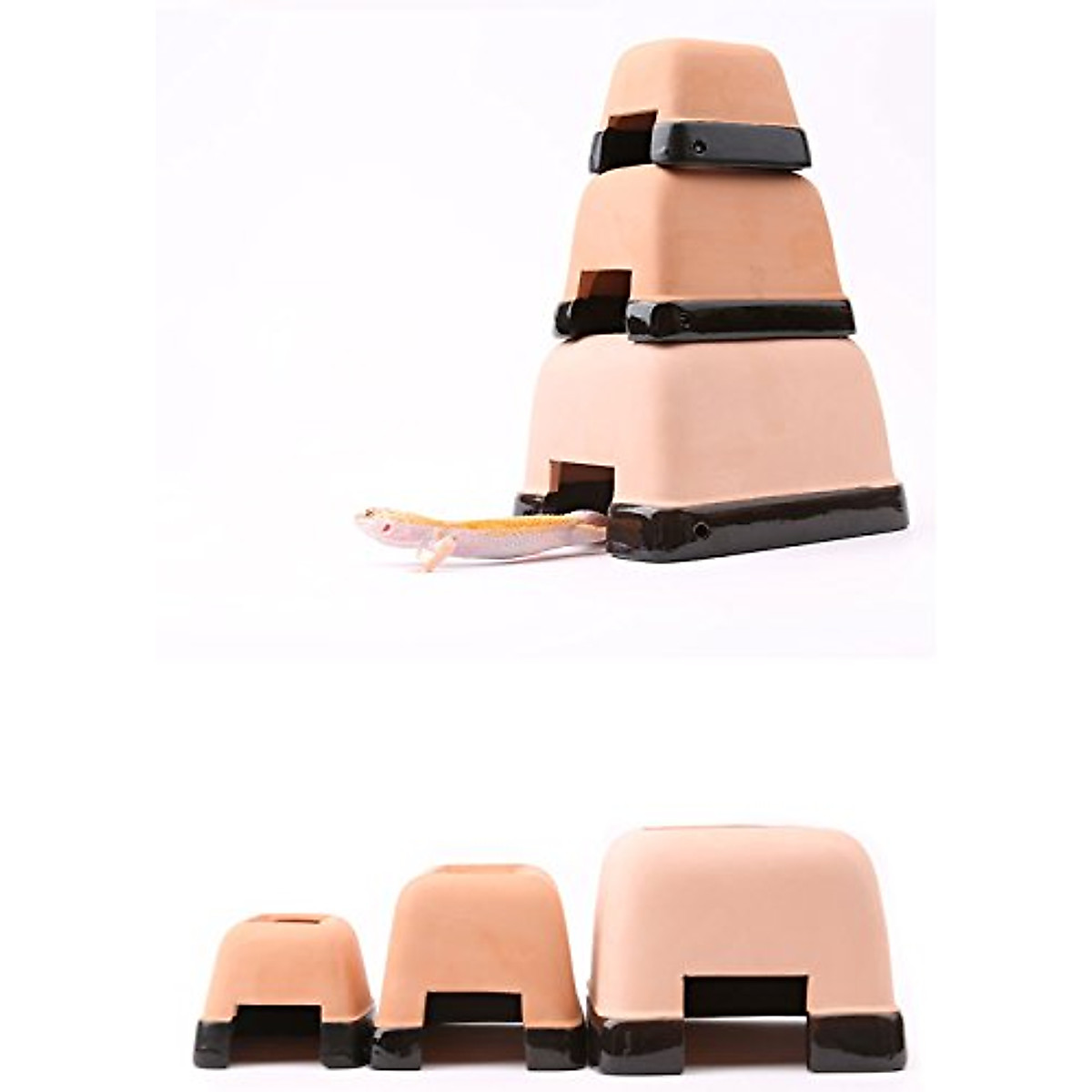 OMEM Reptiles Hideout Humidification Cave with Basin for Gecko (Large)