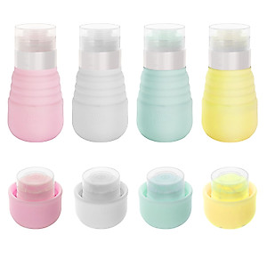 Travel Bottles for Toiletries, Minimalism Collapsible Tsa Approved 3oz Portable Travel Bottles, Silicone Squeezable Leak Proof Travel Size Containers, Travel Essentials with Clear Bag (4Pack)