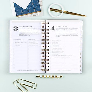 Day Designer for Blue Sky 2024 Daily and Monthly Planner, 5" x 8", Frosted Cover, Wirebound, Navy Stripe (103623-24)