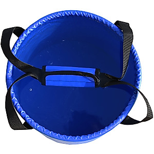 Premium Collapsible Bucket by Freegrace - Compact Portable Folding Water Container - Lightweight & Durable - Includes Handy Tool Mesh Pocket (Navy Blue(Upgraded), 23L (Lid))