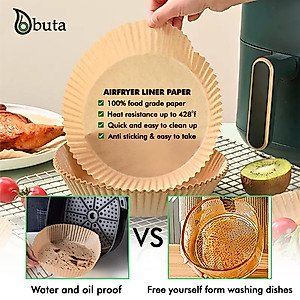 Air Fryer Liners Disposable 100PCS 7.9inch, Non-stick Round Unbleached Parchment Paper for Baking, Oil-proof, 5-8 QT Air Fryer Ninja Cosori Gourmia Instant Pot Accessories