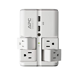 APC Wall Outlet Surge Protector with USB Ports, PE4WRU3, (4) Rotating Multi Plug Outlet, 1080 Joule Surge Protection