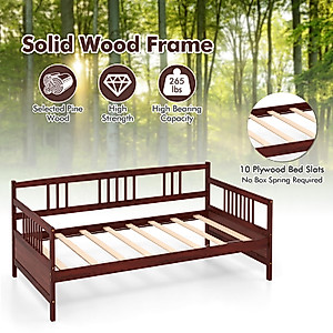 KOMFOTT Wood Daybed Frame Twin Size, Sofa Day Bed Frame with Wooden Slats Support, No Box Spring Needed, Twin Daybed Frame for Bedroom Living Guest Room (Mattress Not Included)