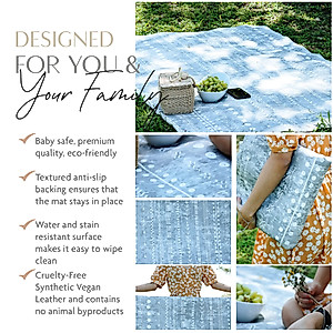 Famokids - Eazy Vegan Leather Mat, Baby Splat Mat for Under High Chair, Non-Toxic & Waterproof Mat Kids Play Mat, Floor Mat, Outdoor Mat, Lightweight, Round, 47 inches, Smoke