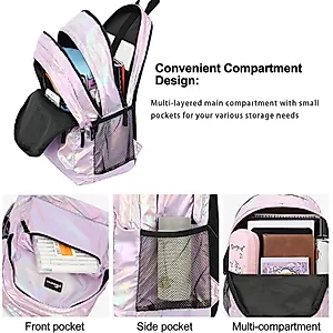 SUPACOOL Lightweight Casual Laptop Backpack for Men and Women, Large Backpack for College (Holo Purple)