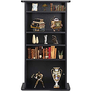 HomGarden 5-Tier Media Storage Cabinet Adjustable Bookcases DIY Multifunctional Shelf Display Rack Organizer Tower for CDs, Books, Video Games, Arts