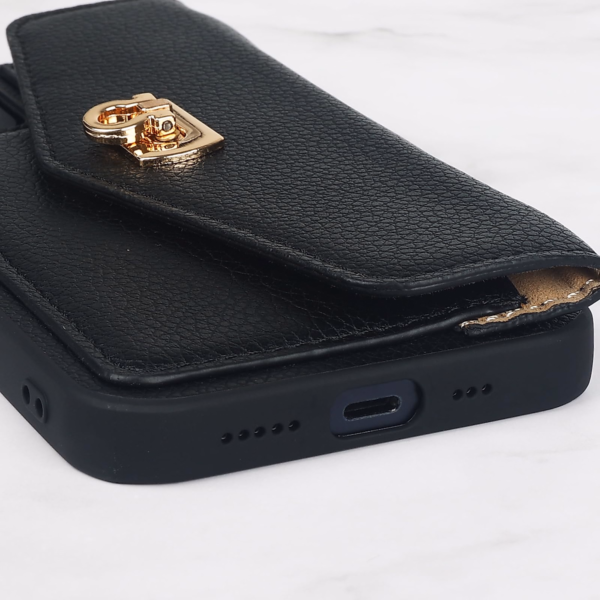 LUVI Compatible with iPhone 13 Pro Case with Card Holder Wallet for Women with Crossbody Neck Strap Lanyard Purse Handbag Shoulder Strap PU Leather Luxury Fashion 3D Crocodile Snake Skin Case Black