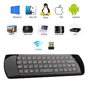 Rii Mini K25 Multifunction Portable 3 in 1 2.4GHz Wireless Fly Mouse Keyboard and Remote Control with Rechargeable Li-ion Battery for PC, Laptops, Linux, Android Tv Boxs, Windows, Windows, IPTV