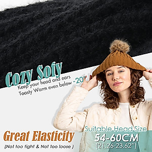 FURTALK Womens Beanie Satin Lined Knitted Beanie with Pom Winter Hat for Women Black