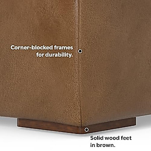 SIMPLIHOME Rex Left-Facing Modular Sectional Sofa in Full-Grain Genuine Leather, Caramel Brown, 122-inches Wide, Handcrafted Modern-Style 4-Seater L-Shaped Leather Couch with Left Chaise