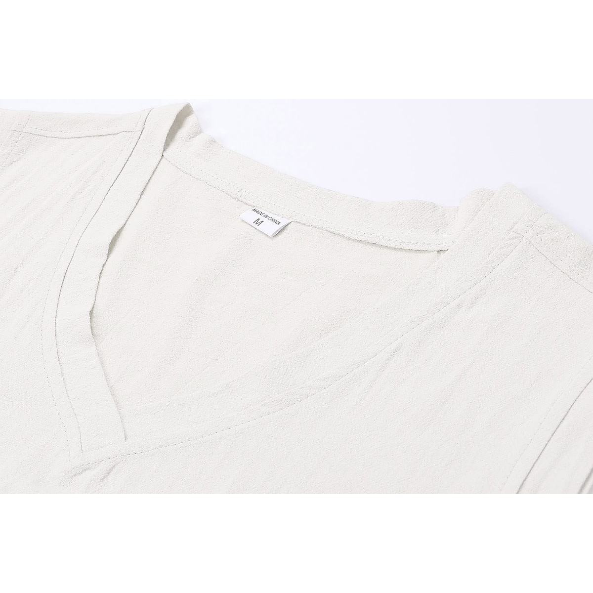 utcoco Men's Cotton Linen Tank Top Solid Color V-Neck Cut Off Tee Summer Beach Sleeveless Shirts for Men (L, White)