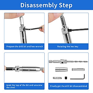 Self Centering Drill Bit Set 11/64",9/64",7/64", 5/64", for #10#8#6#4#2 Screws Size, Be Compatible with 1/4 in VIX Bit Bosch Snappy Quick-Change Hex Drill,Part #45300 Center Finding Drill Bit