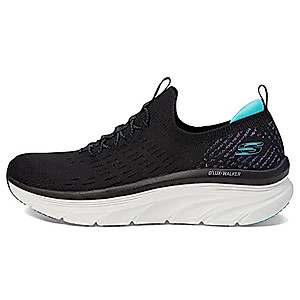 Skechers Sport Women's Women's D'LUX Walker Sneaker, Black/Light Blue, 9.5