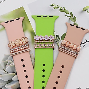 4PCS/Set Watch Bands Trinkets For Apple Watch Series SE 8 7 6 5 4 3 2 1 Ultra Strap Charms Loops Decorations,Tomcrazy Diamond Love Heart Watch Band Decorative Ring Compatible with Fitbit Charge 5