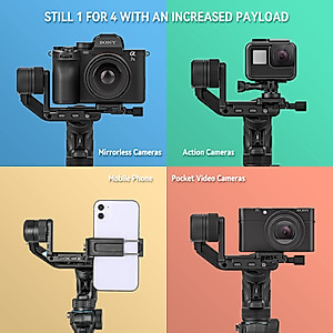 FeiyuTech Scorp Mini 3-Axis All in One Gimbal Stabilizer for Mirrorless Camera with Short Lens, Compact Cameras, Action Camera Gopro, 54-88mm Width iPhone 15 Pro, 1.3" Touch Screen, 2.6lbs Payload