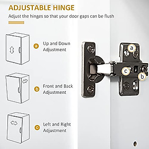 HOMCOM Accent Kitchen Buffet and Hutch Wooden Storage Cabinet with Glass Framed Door, and Microwave Space, White