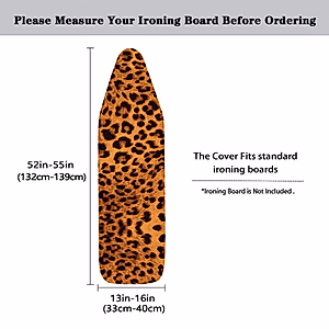 Psesaysky Leopard Ironing Board Cover Standard Size Stain Resistant Ironing Board Cover Ventilate Extra Wide Ironing Cover for Table Modern Design