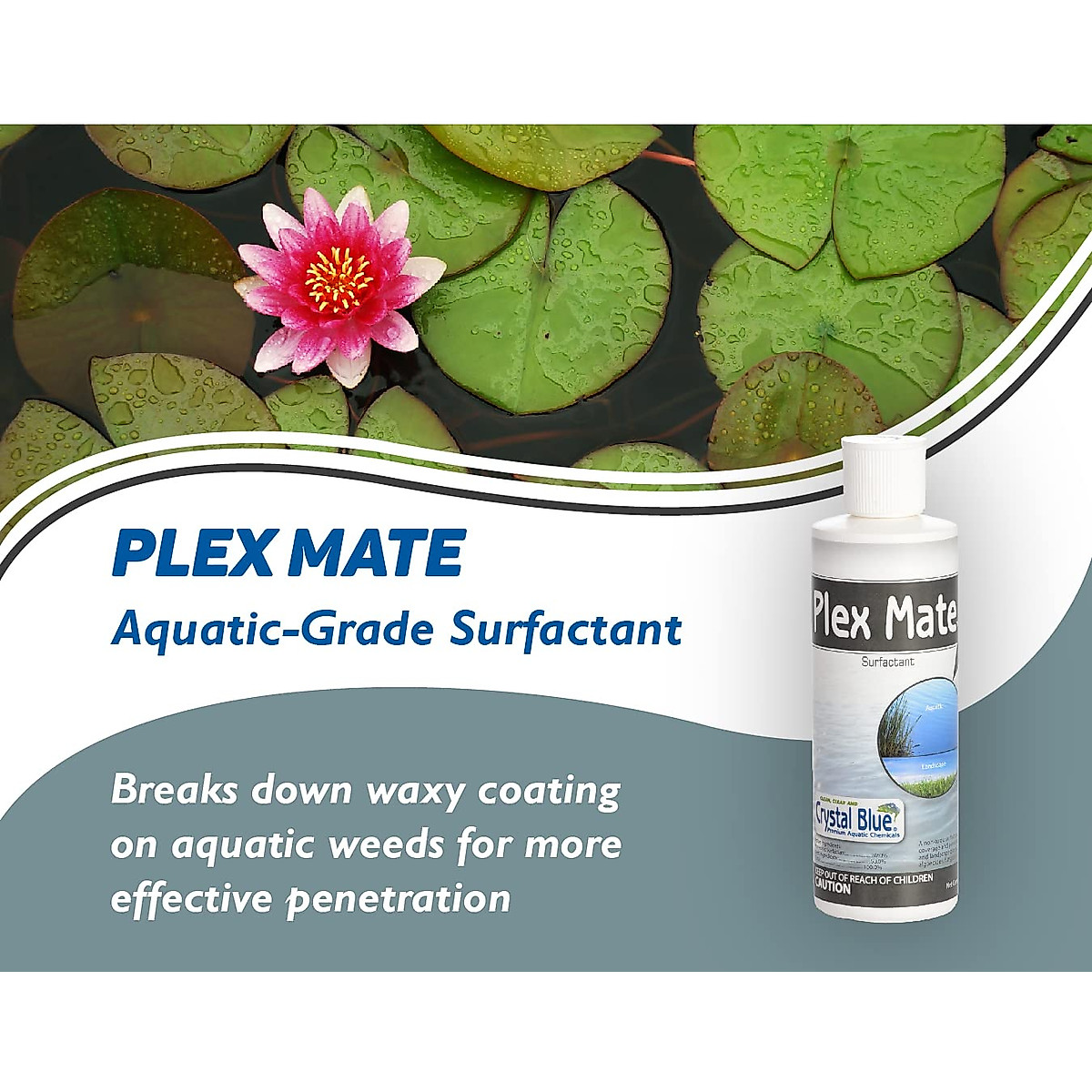 Plex Mate Aquatic Surfactant for Herbicides - 8 Ounces - Non-Ionic, Increase Product Coverage, Increase Product Penetration, Increase Product Effectiveness