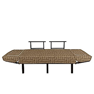 Ambesonne Rustic Futon Couch, Wooden Texture Pattern in Cartoon Drawing Style Abstract Parquet Floor Design, Daybed with Metal Frame Upholstered Sofa for Living Dorm, Loveseat, Pale Brown Black