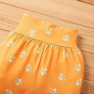 Yoveme Toddler Girl Clothes Baby Girl Outfit Sweet Floral Ruffle Long SleeveTop and Floral Pants 3PC Fall Clothes Set(2-3T)