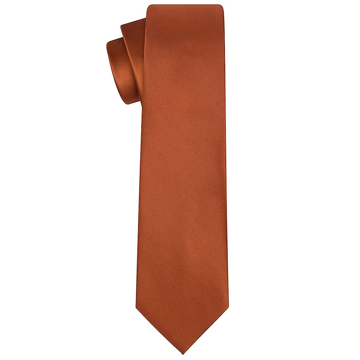 KissTies Mens Rust Tie Burnt Orange Satin Necktie Wedding Ties + Gift Box