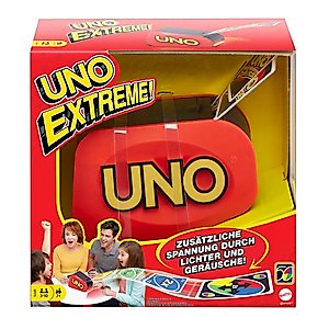 UNO Extreme Card Game Featuring Random-Action Launcher with Lights & Sounds & 112 Cards, Kid, Teen & Adult Game Night Gift Ages 7 Years & Older, GXY75