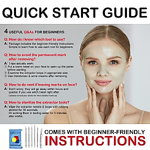 Blackhead Extractor, 6 Pack Pimple Popper Tool Kit for Removing Blackhead, Whitehead, Pimple, Acne, Zit, Comdone, Pores, Fat Granules on Nose, Face - with Organized Case