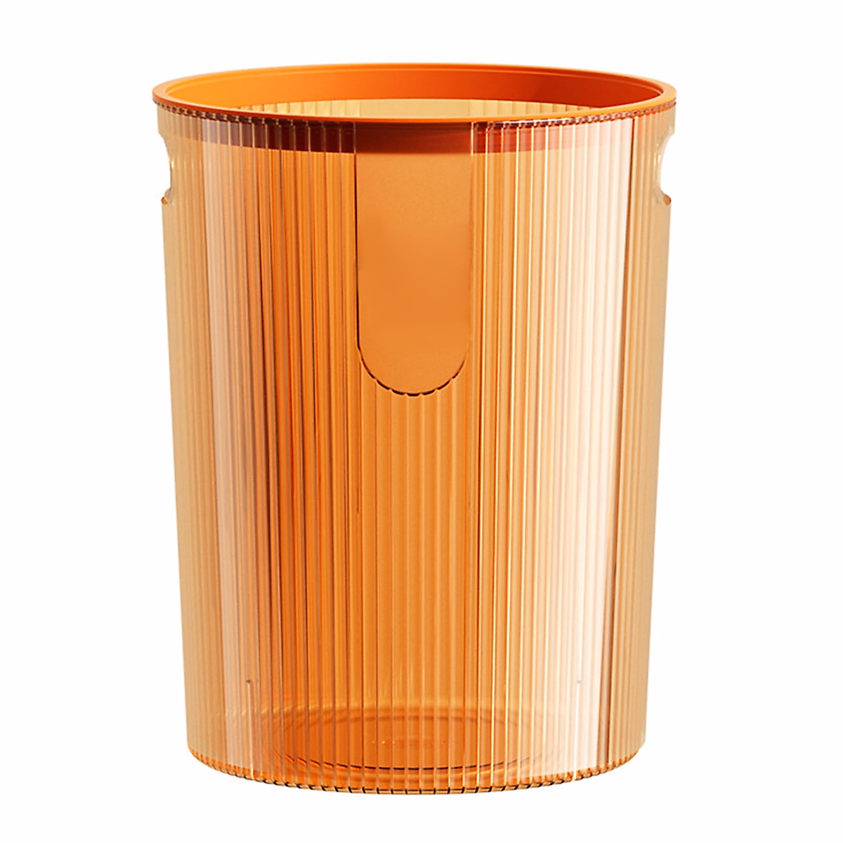 Plastic Trash Can, Small Waste Basket Clear Trash Can Plastic Wastebasket Orange Round Trash Can Garbage Container Bin for Bathroom Bedroom Living Room Kitchen Office