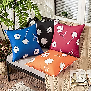 MIULEE Outdoor Pillow Covers 18x18 Inch Navy Blue Set of 2 Spring Pillowcase Waterproof Printed Cushion Covers Water Resistant Pillowcases for Summer Sofa Balcony Couch Patio Furniture Garden